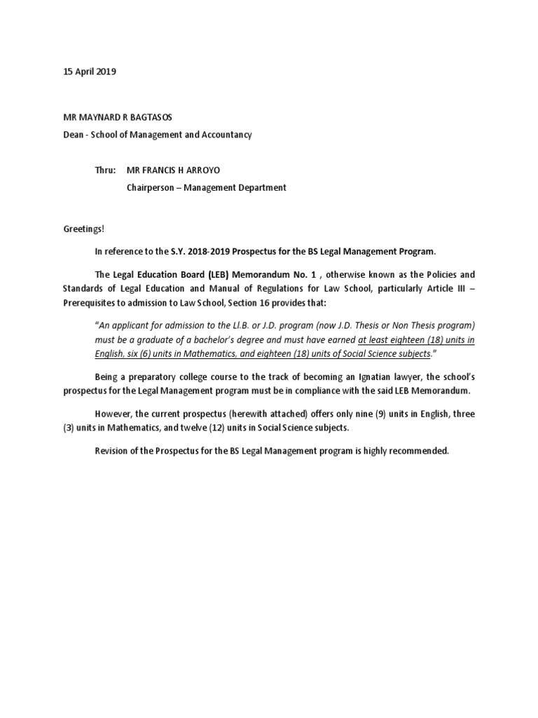BSLM Draft Letter | PDF