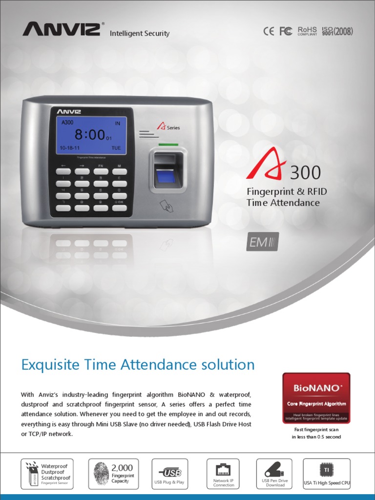 Anviz A300 | PDF | Usb | Usb Flash Drive