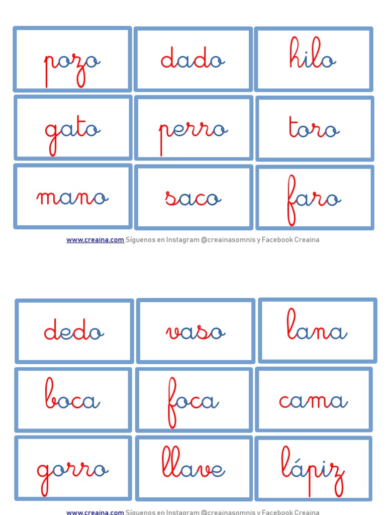 Tarjetas Dos Sílabas | PDF