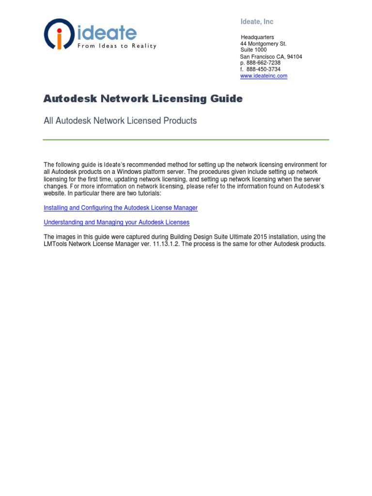 Autodesk Network Licensing Guide | PDF | Server (Computing) | Computer Network