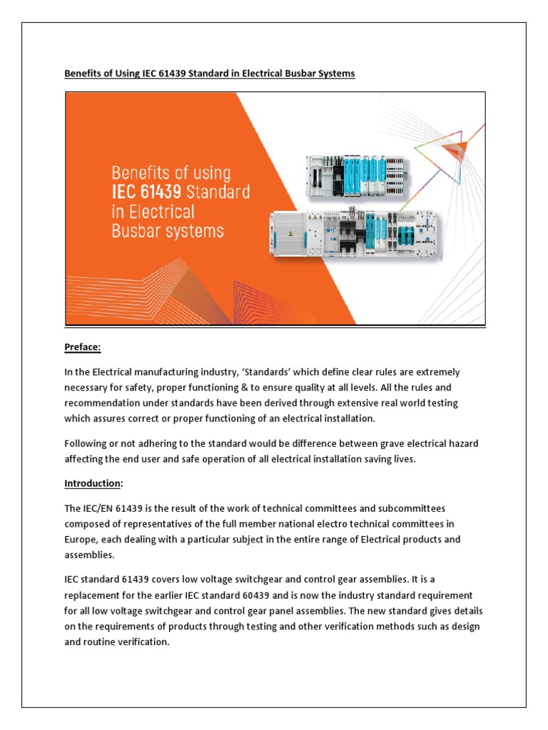 Benefits of Using IEC 61439 Standard in Electrical Busbar Systems | PDF ...
