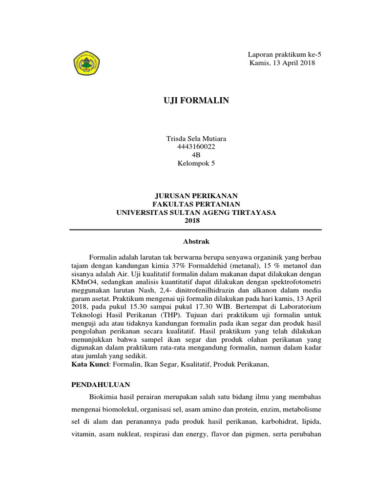 Uji Formalin | PDF