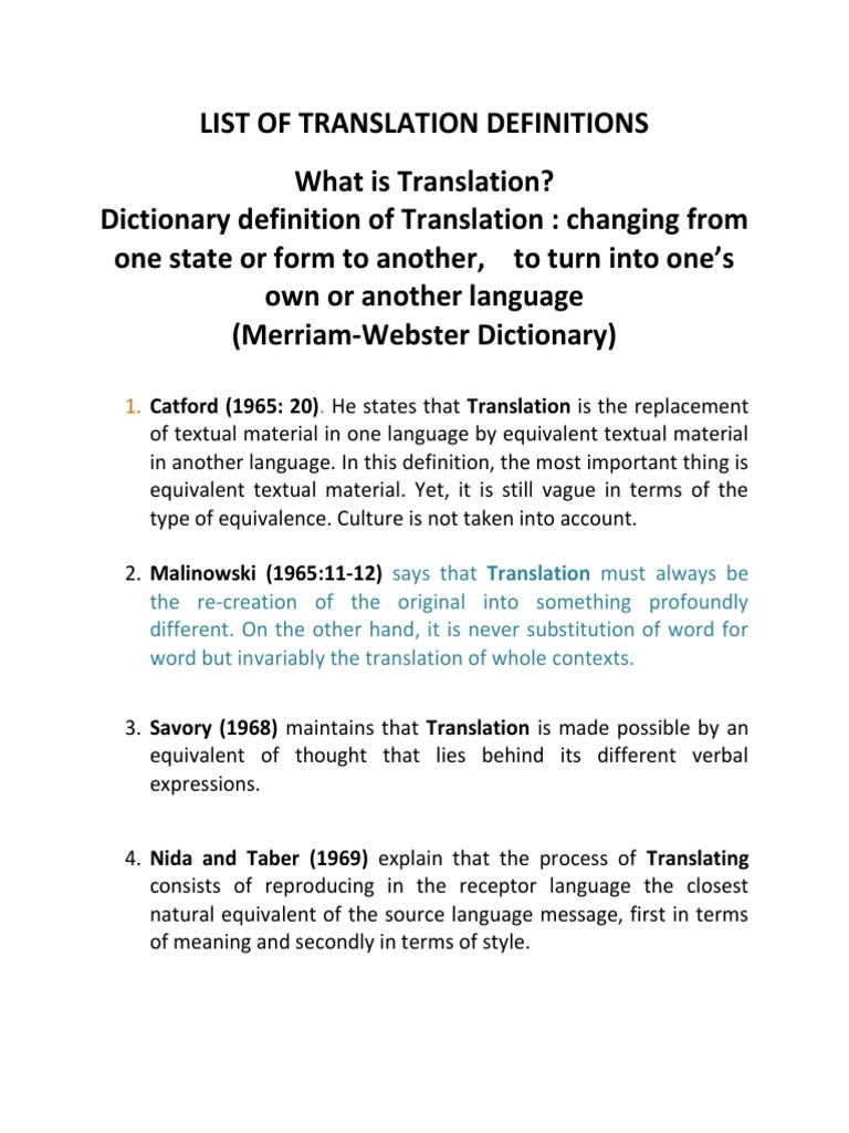Definitions of Translation Explained | PDF | Translations | Semantics