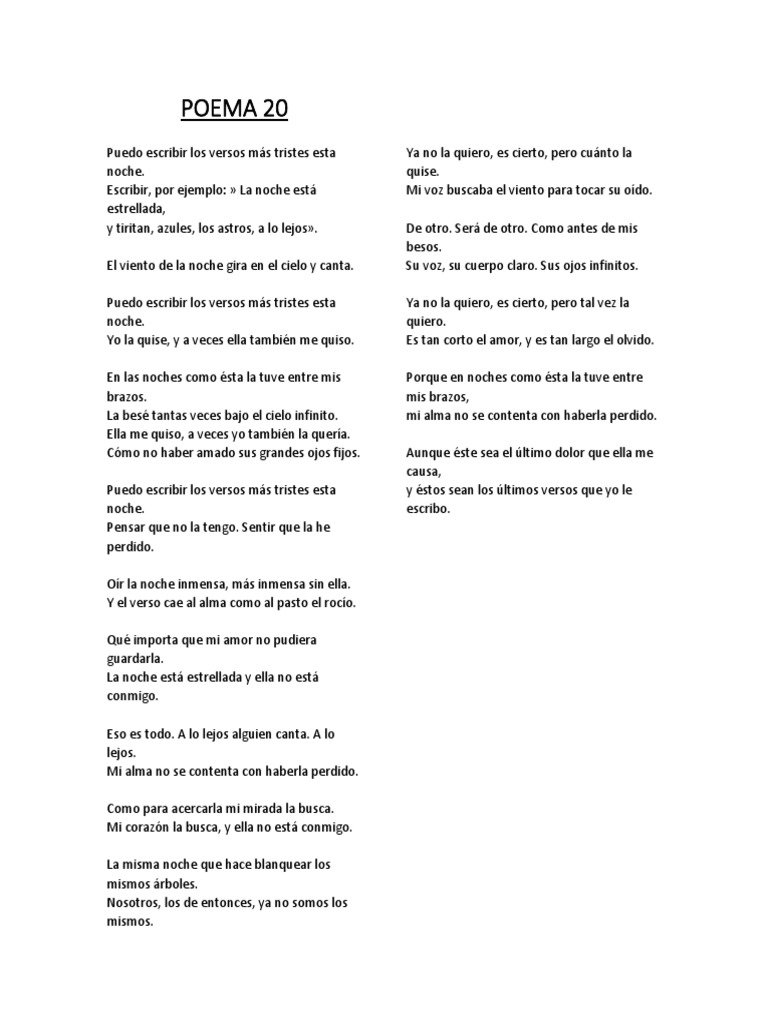 Poema 20 | PDF