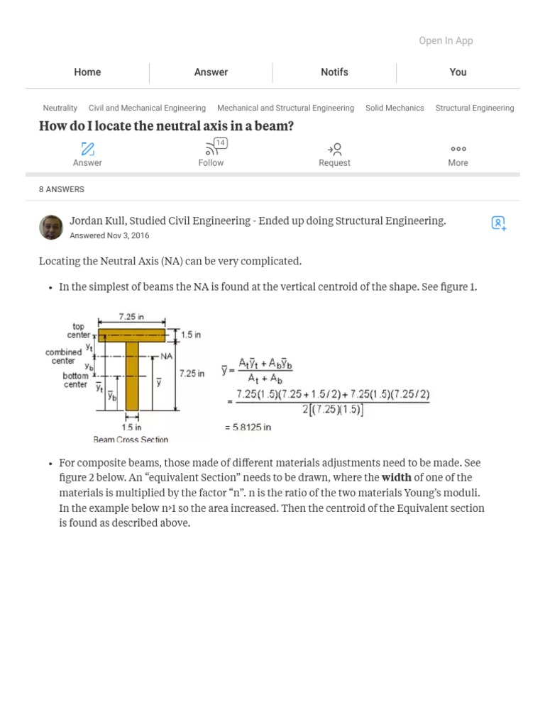 How Do I Locate The Neutral Axis in A Beam?: Answer Follow Request More ...