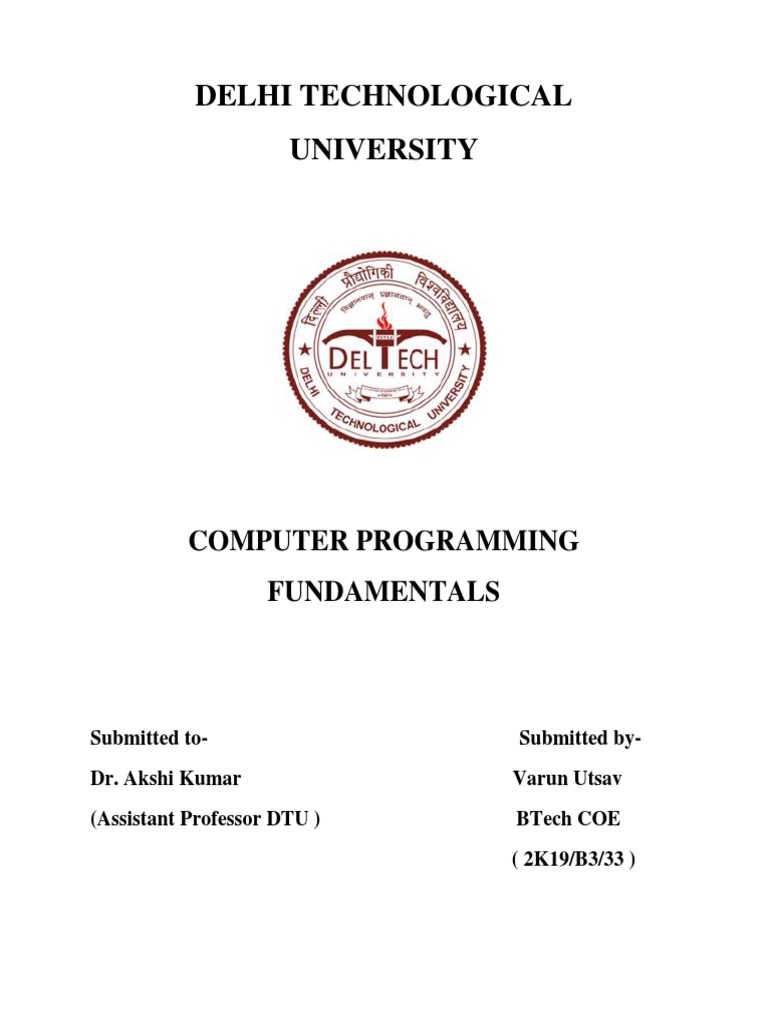 Btech First Year Programming Project File Pdf C Programming Language Discrete Mathematics 
