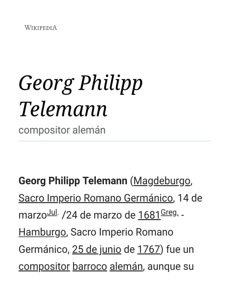 Georg Philipp Telemann | PDF | Música clásica | Entretenimiento (general)
