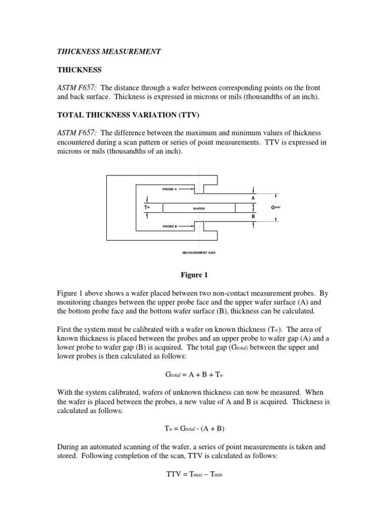 Thickness: ASTM F657: The Distance Through A Wafer Between ...