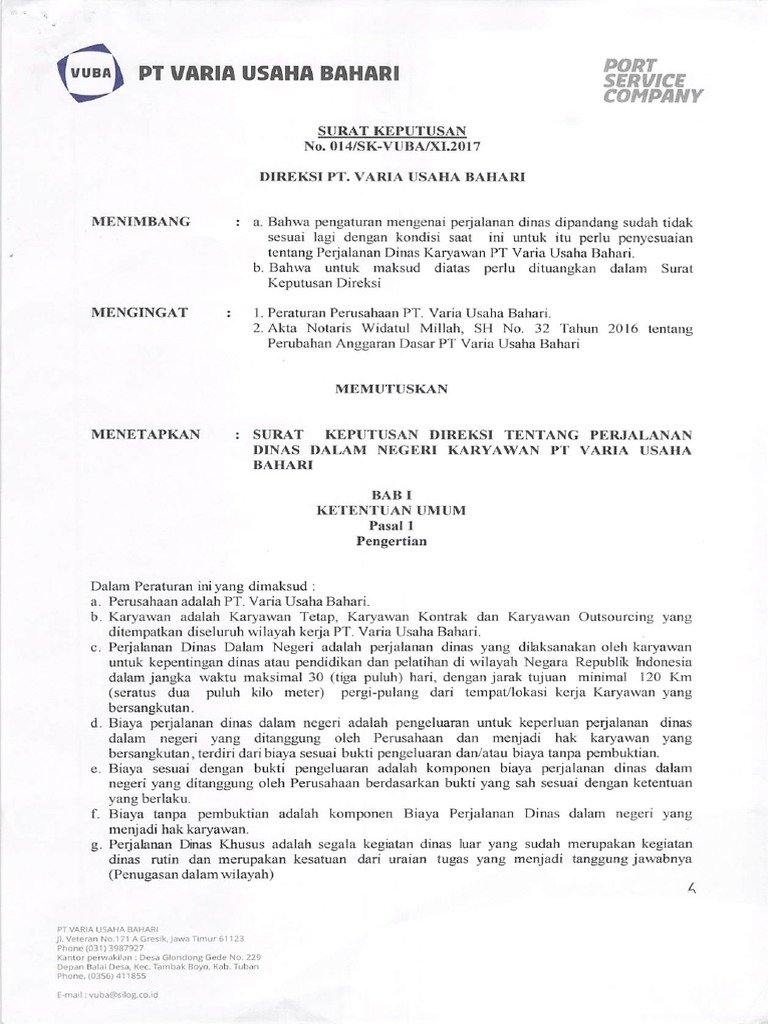 Surat Keputusan Direksi | PDF