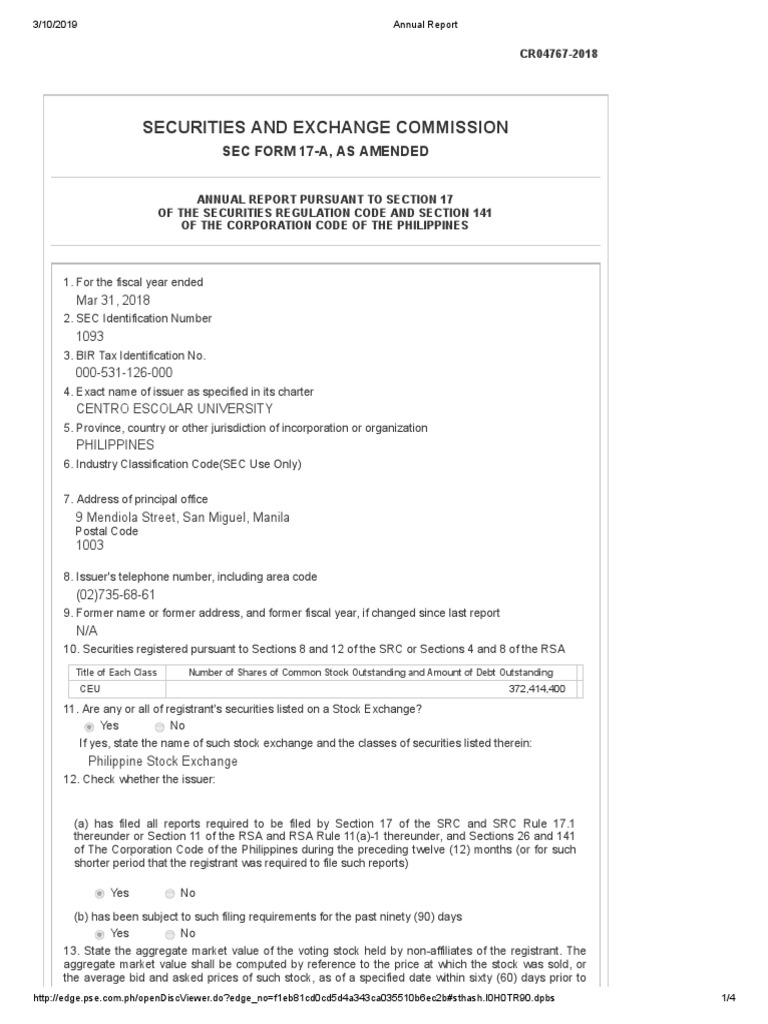 CEU Annual Report | PDF | Securities (Finance) | Equity (Finance)