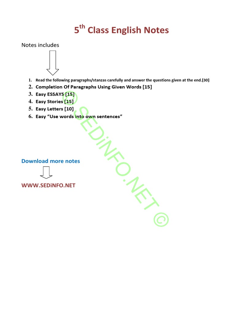 5th Notes English1 | PDF | Penguin | Muhammad Ali Jinnah