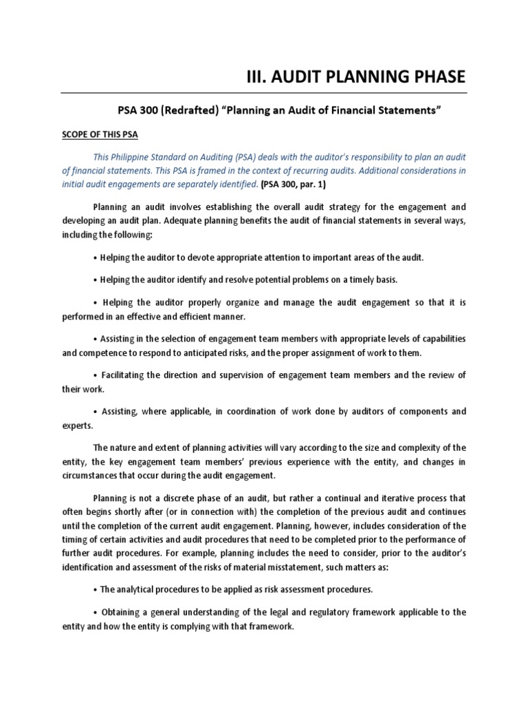 2 Audit Planning | PDF | Internal Control | Risk