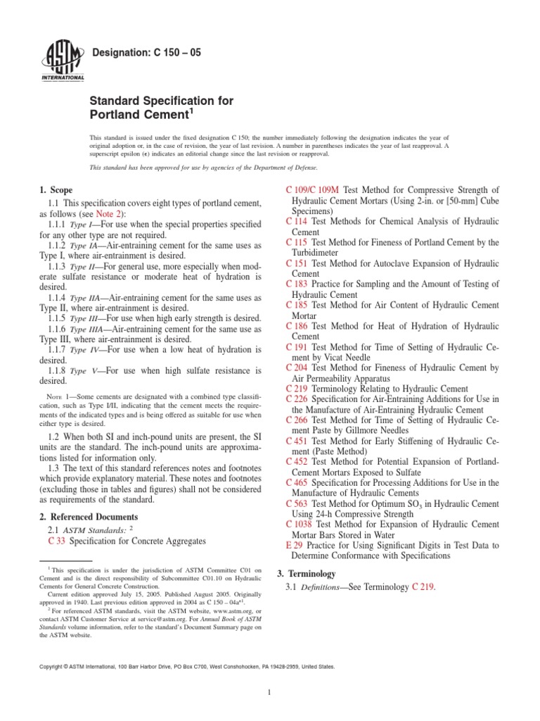 Portland Cement: Standard Specification For | PDF | Cement | Carbon