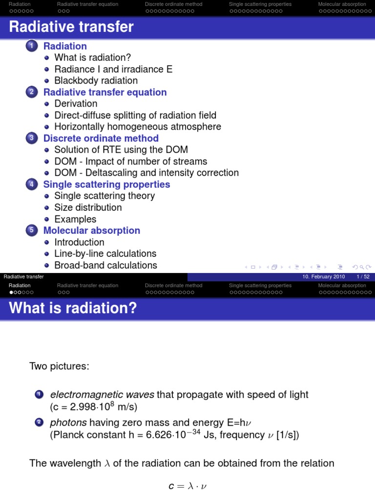 Radiative Transfer: Radiation | PDF | Scattering | Electromagnetic ...