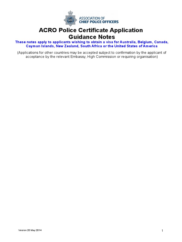 Police Certificate Application Form - ENGLISH - May 2014 | PDF | Mail ...