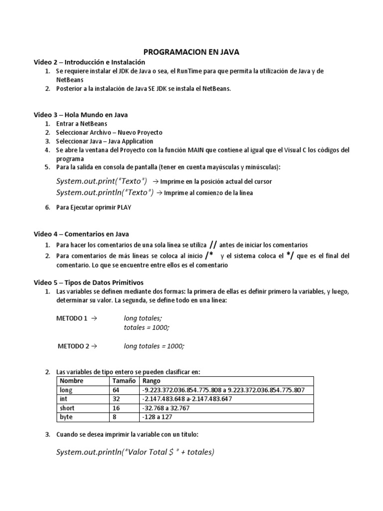 Programacion en Java | PDF | Java (lenguaje de programación ...