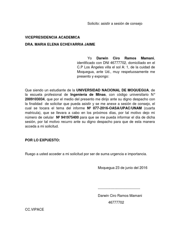 Solicito Sesion de Consejo | PDF