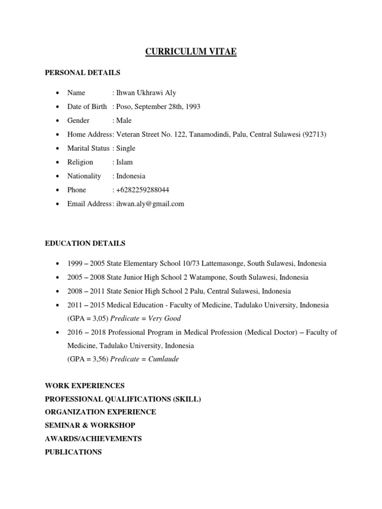 Curriculum Vitae: Personal Details | PDF