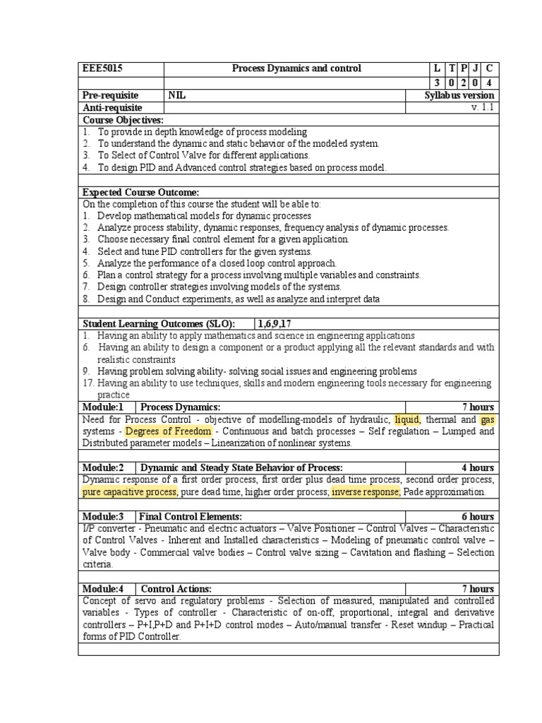 Eee5015 Process-dynamics-And-control Eth 1.1 46 Eee5015 51 | PDF | Control Theory | Mathematical ...
