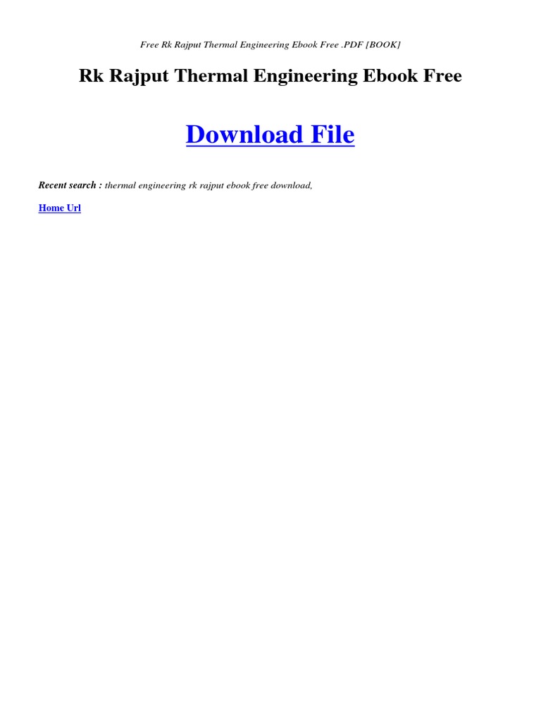 Free R.K. Rajput Thermal Engineering PDF | PDF