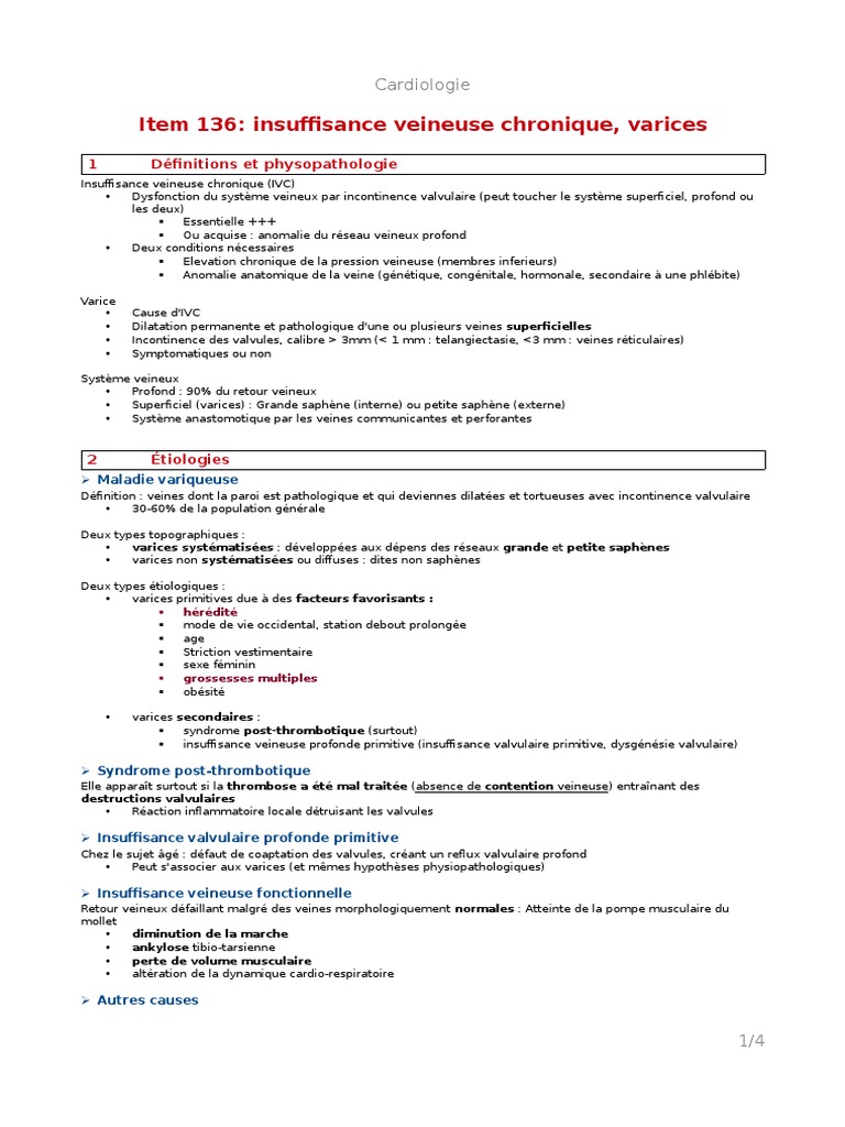 Insuffisance veineuse chronique et varices | PDF | Varices | Angiologie