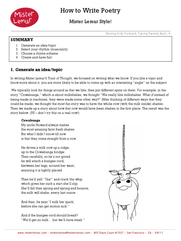 How To Write Poetry Mister Lemur Style | PDF | Rhyme | Poetry