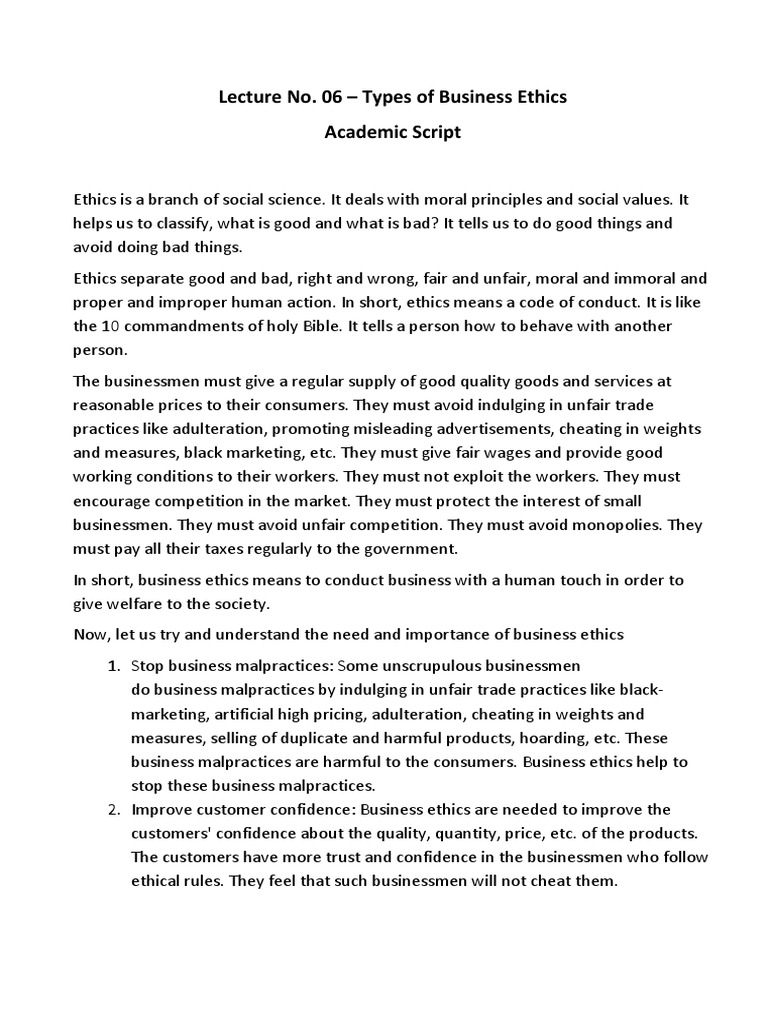 Academic Script | PDF | Business Ethics | Morality