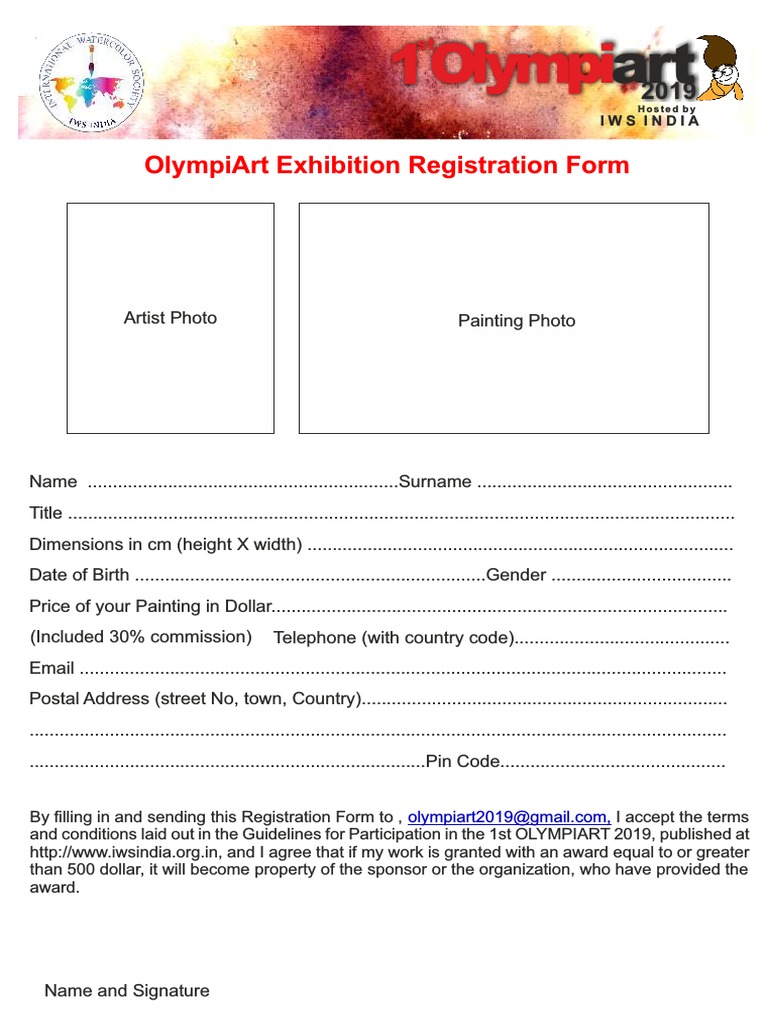 Olympi 1: Olympiart Exhibition Registration Form | PDF