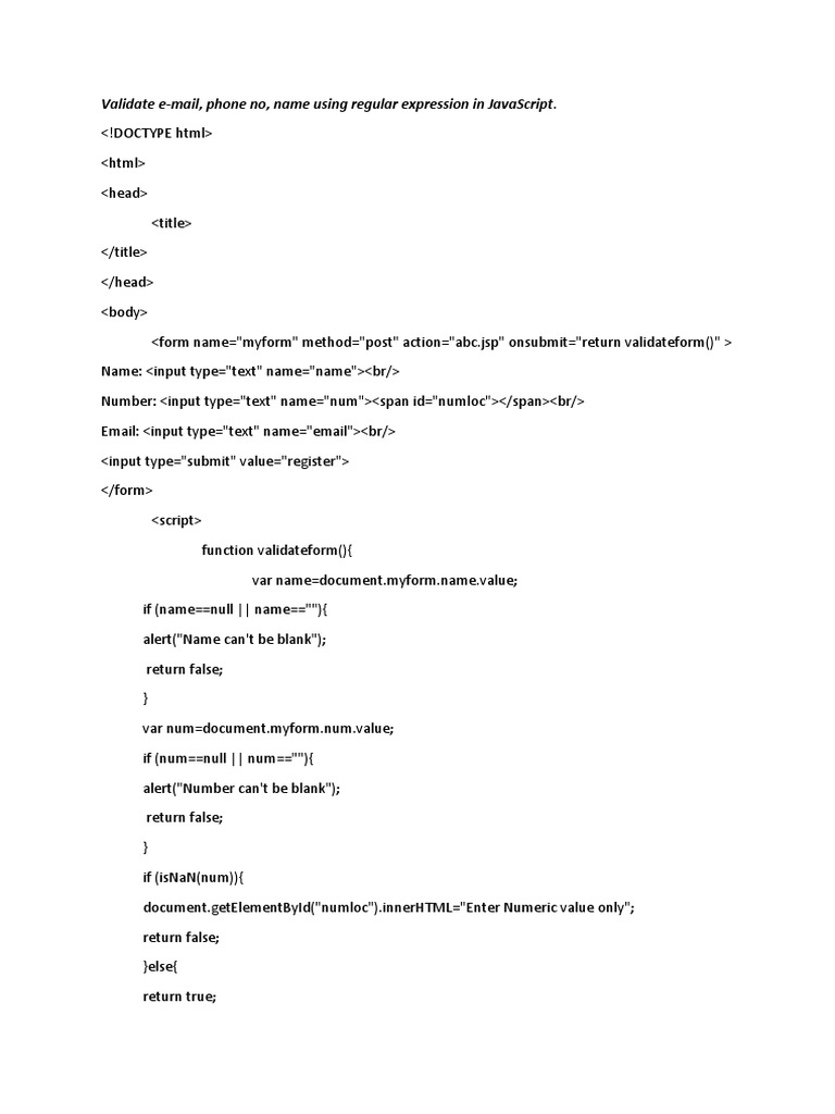 Validation Using Javascript | PDF