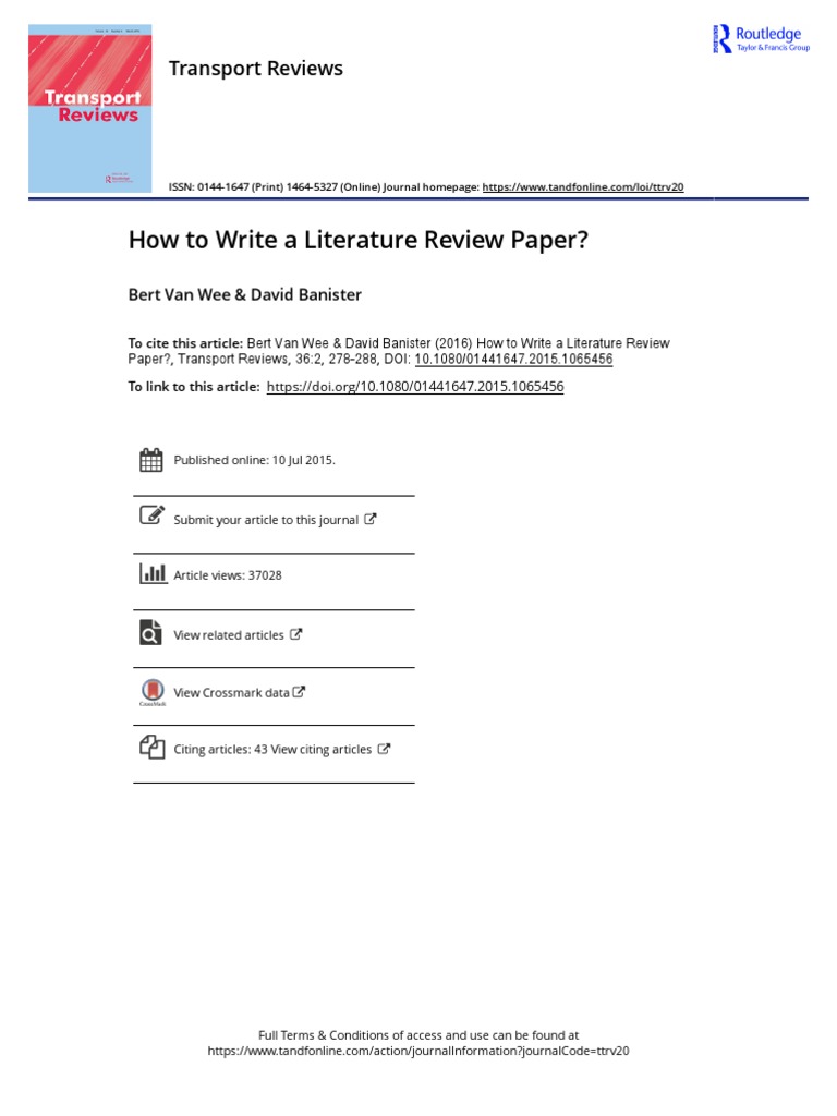 How To Write A Literature Review Paper | PDF | Academic Publishing ...