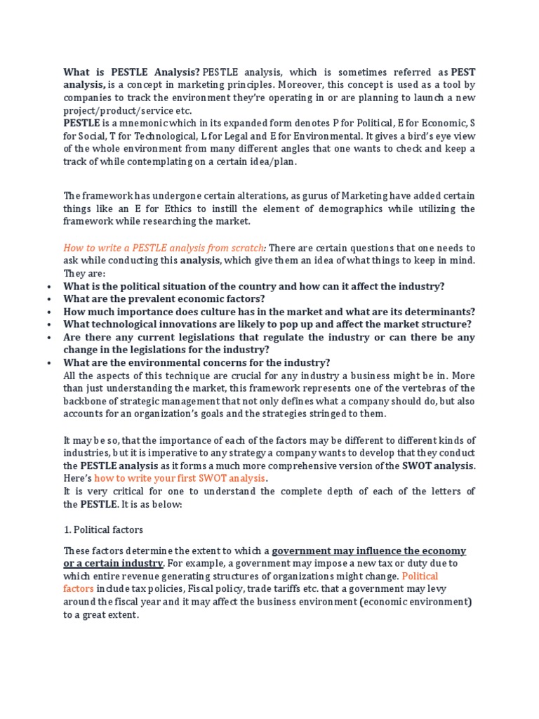 How To Write A PESTLE Analysis From Scratch:: There Are Certain ...