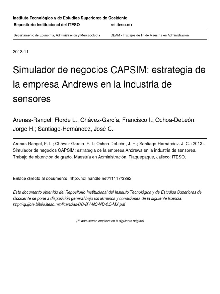 Simulador+de+Negocios+Capsim+Andrews PDF Jsessionid PDF | PDF ...