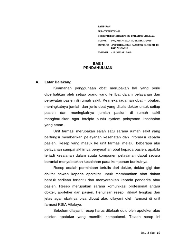 Panduan Telaah Resep dan Telaah Obat di Rumah Sakit Ibu dan Anak ...