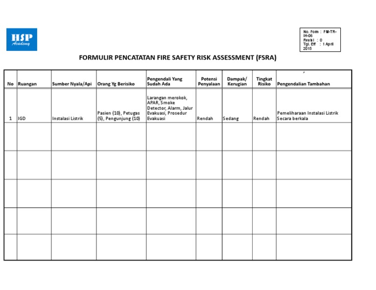Form 12. Formulir Pencatatan FSRA | PDF