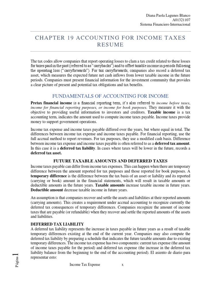 Resumen Chapter 19 - Intermediate Accounting | PDF | Deferred Tax | Tax ...
