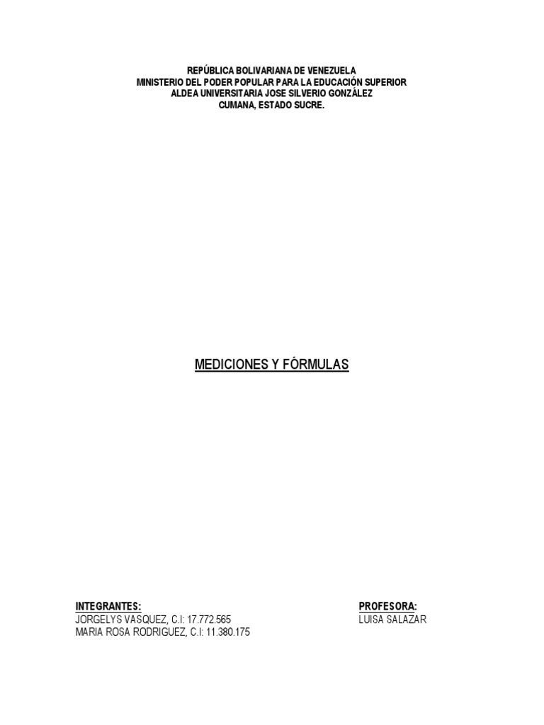 Mediciones y Formulas - TEMA 2 | PDF | Medición | Sistema Internacional de Unidades