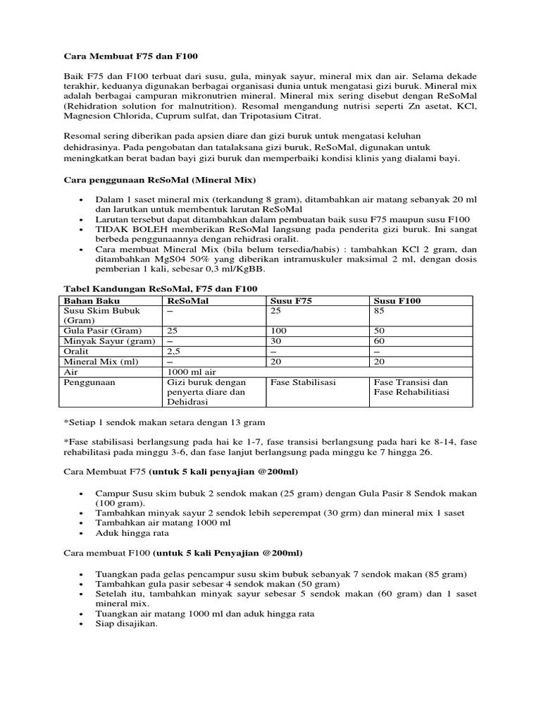 Cara Membuat F75 Dan F100 | PDF