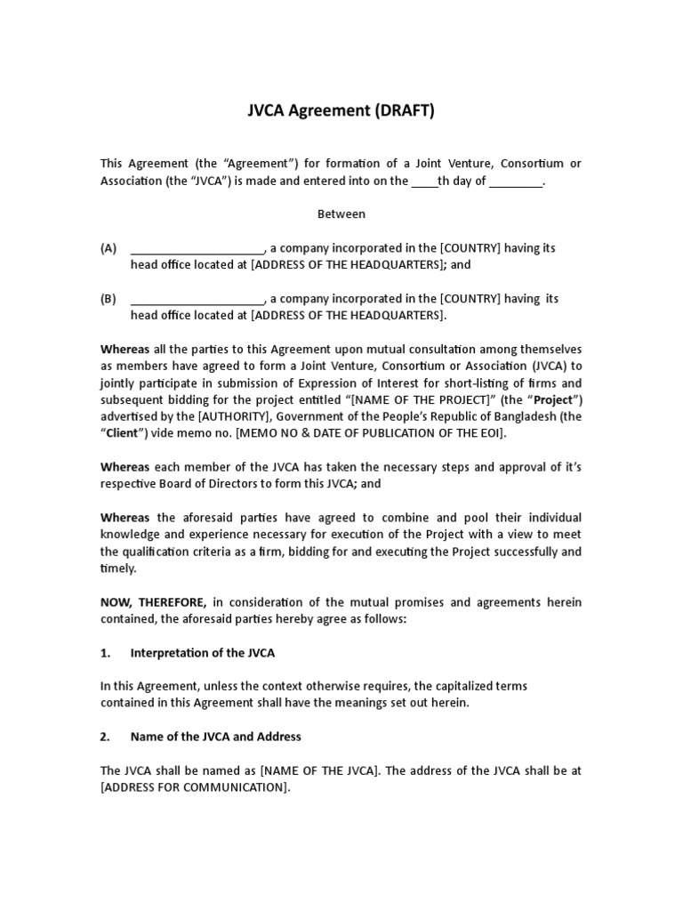 JVCA Agreement | PDF | Joint And Several Liability | Arbitration JVCA Agreement | PDF | Joint And Several Liability | Arbitration
