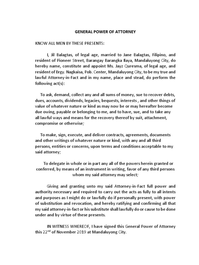 General Power of Attorney | PDF | Power Of Attorney | Government