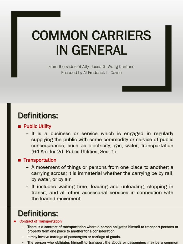 Common Carriers in General | PDF | Common Carrier | Negligence