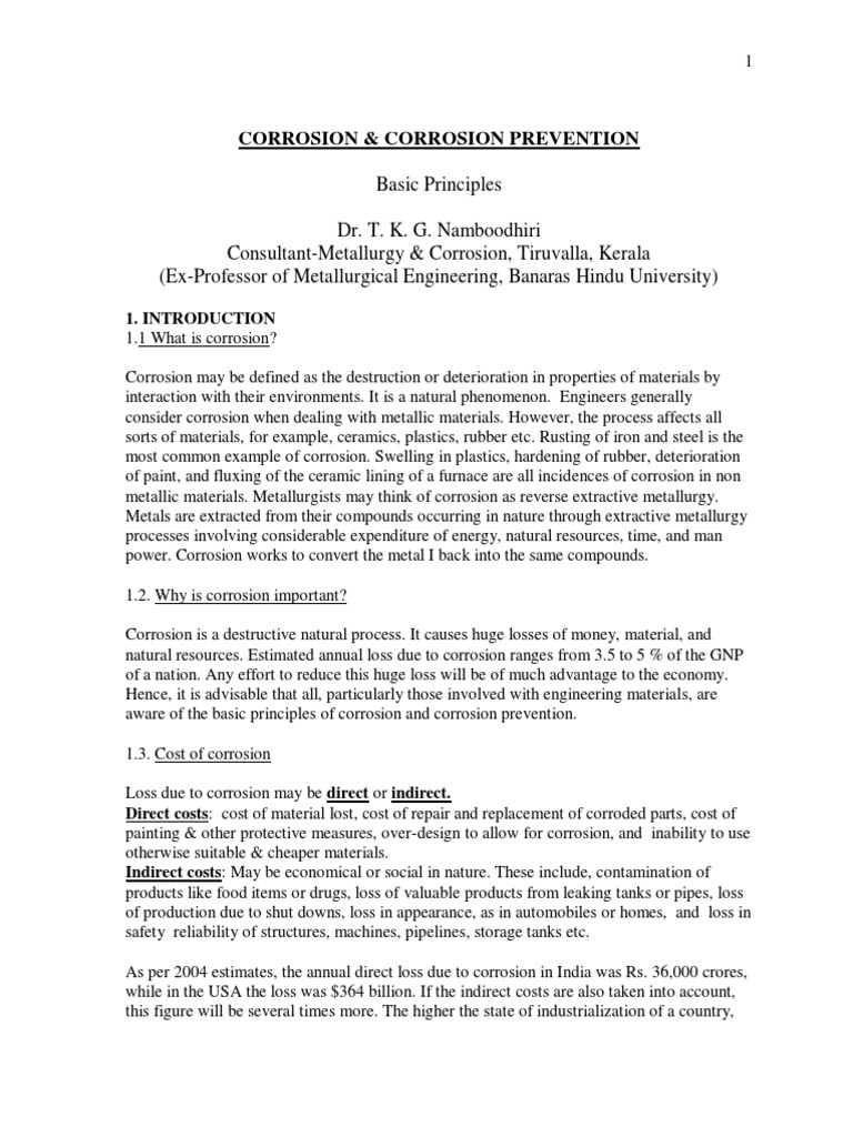 Corrosion Principles and Prevention Guide | PDF | Electrochemistry ...