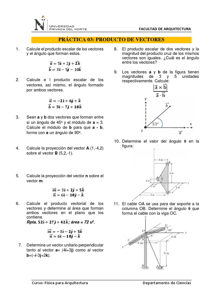 F S03 HT Producto de Vectores | PDF | Vector Euclidiano | Álgebra abstracta