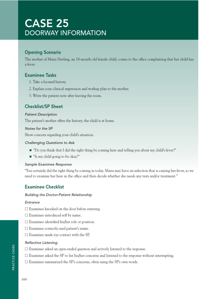 Case 25 - USMLE 2 CS | PDF | Physical Examination | Infection
