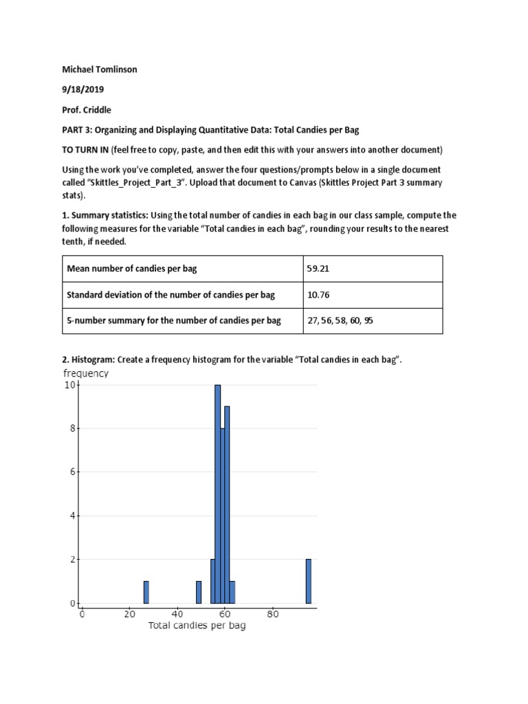 Skittle Part 3 | PDF | Outlier | Histogram