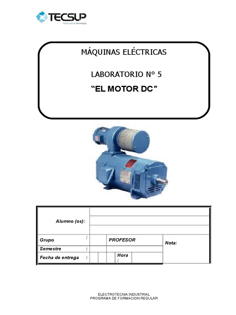 Laboratorio 05 | Descargar gratis PDF | Motor eléctrico | Corriente eléctrica