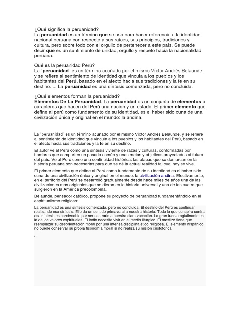 Qué Significa La Peruanidad | PDF | Perú | Civilización