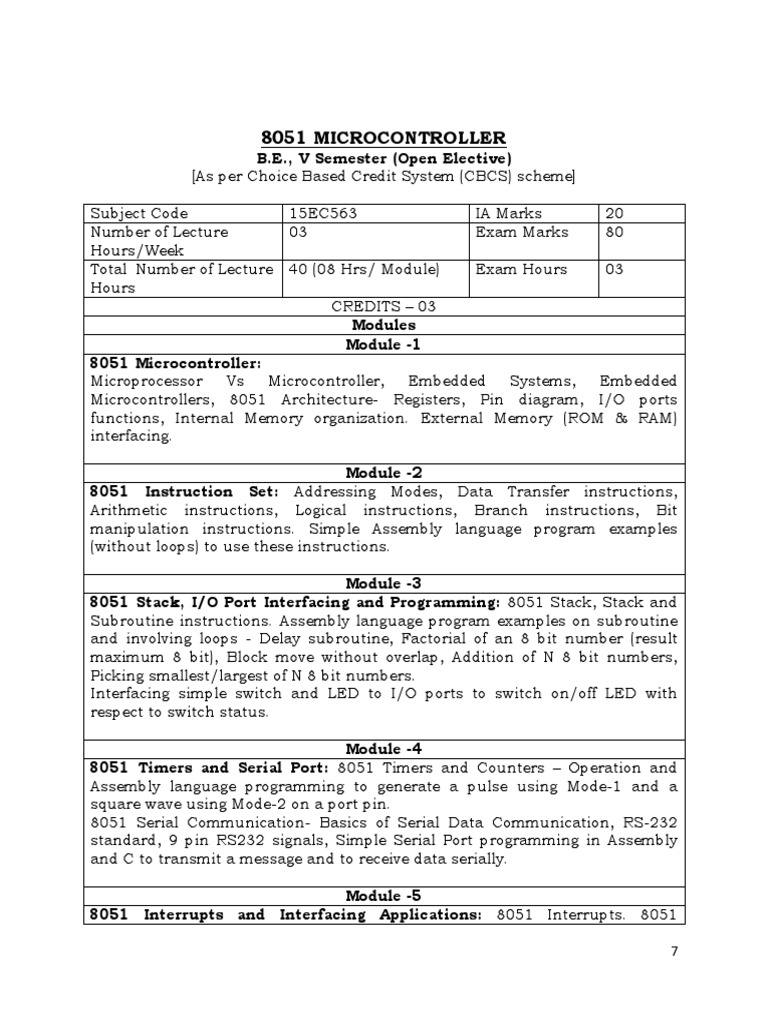8051 Microcontroller Course Guide | PDF | Microcontroller | Subroutine