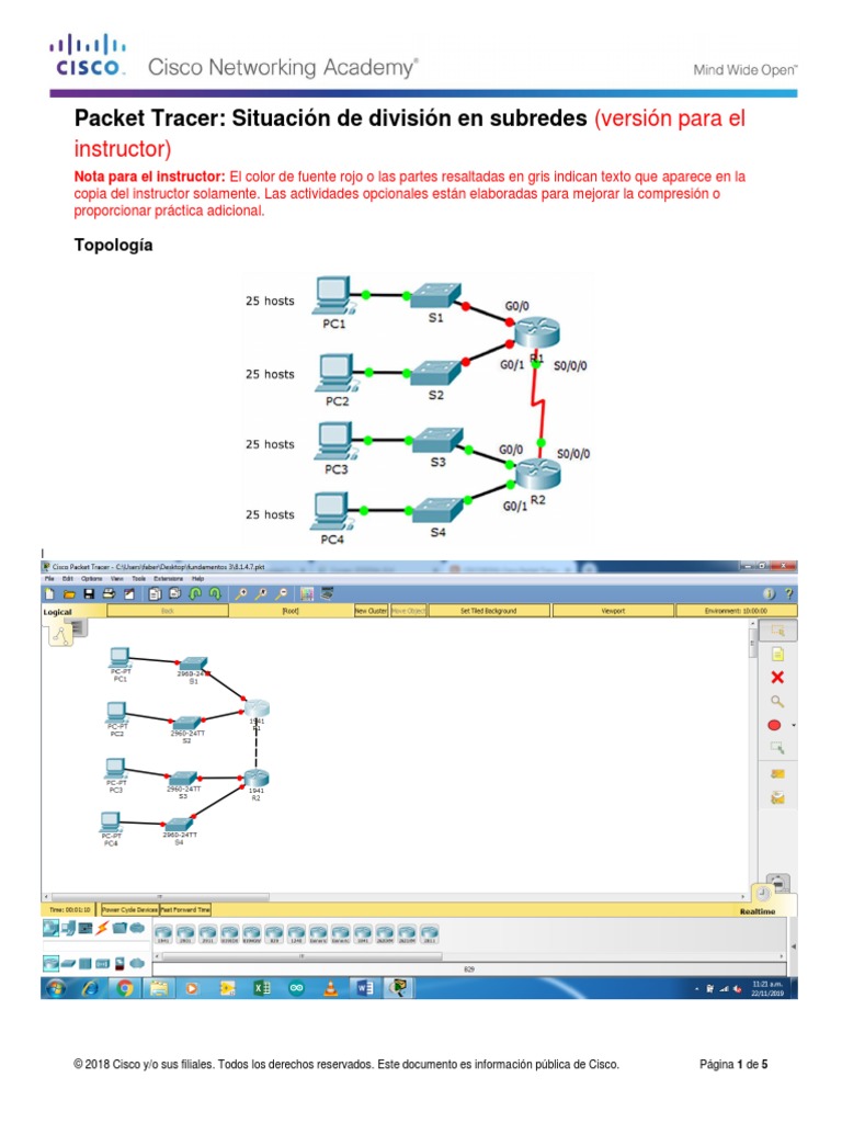 8.1.4.7 Packet Tracer - Subnetting Scenario - ILM | PDF | Dirección IP | Protocolos de internet