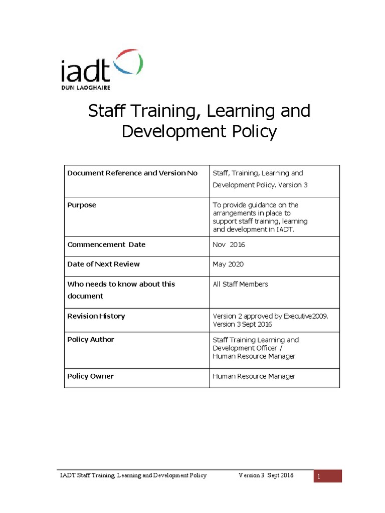 00 Iadtpolicy Staff Training and Development Policy | PDF | Employment ...