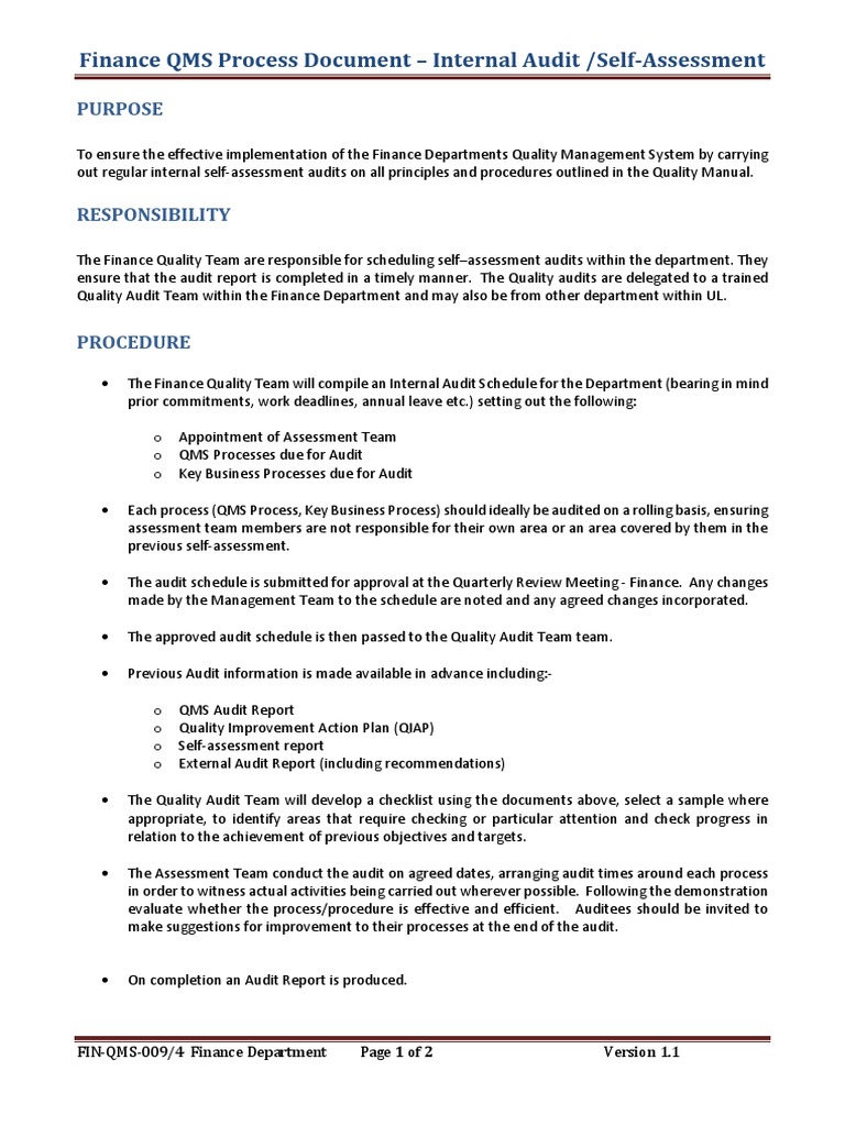 QMS-Internal QMS Audits Process - 2 | PDF | Internal Audit | Business ...